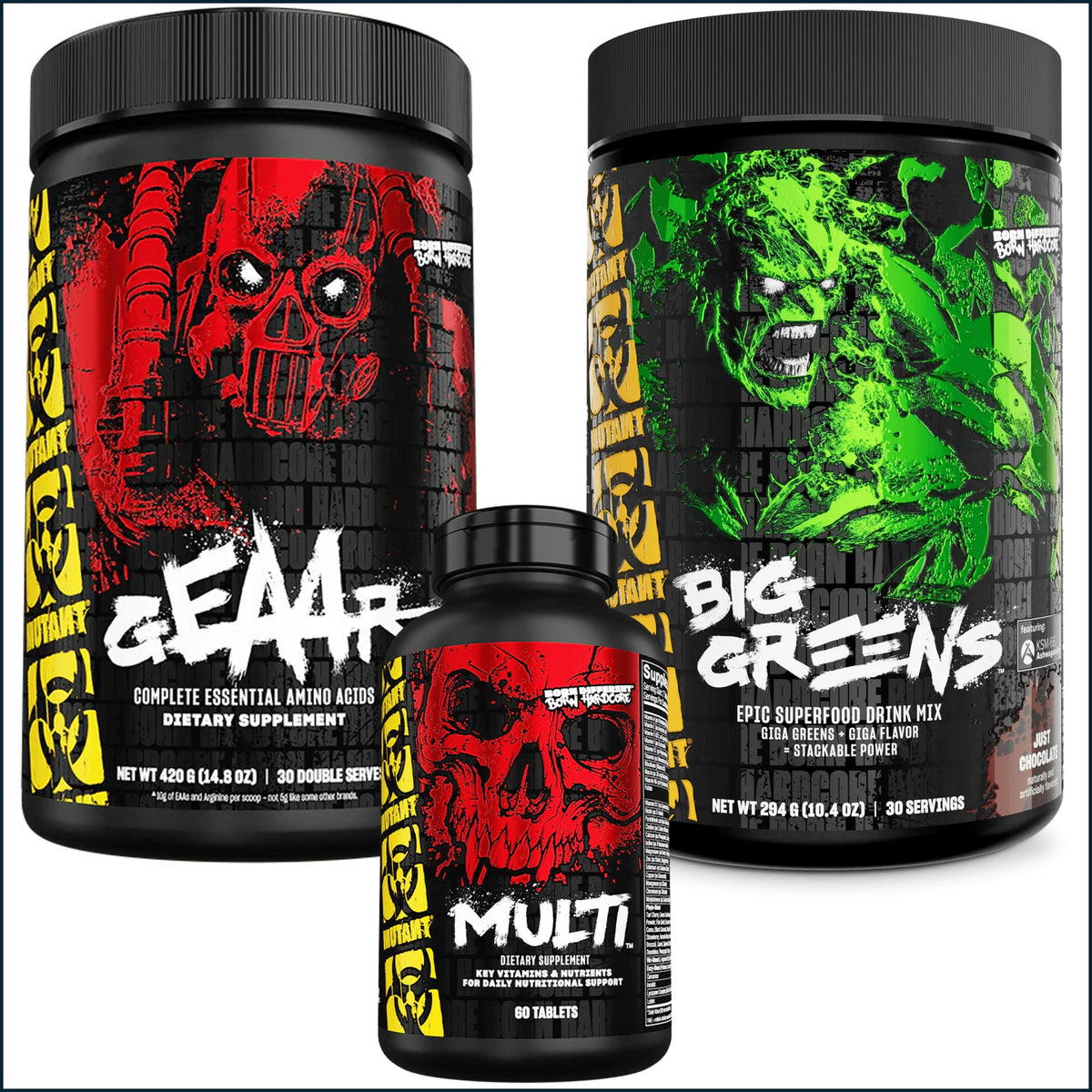 Mutant Born Hardcore Recovery Stack | Multi, GEAAR & Greens Combo ...