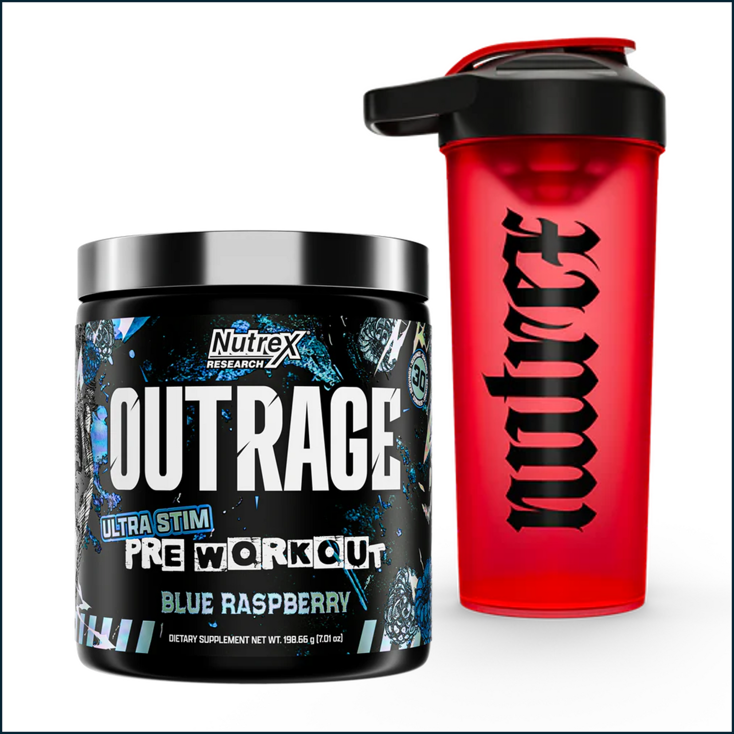 Nutrex Outrage & Gothic Shaker Performance Combo | Pick Flavor & Color ...